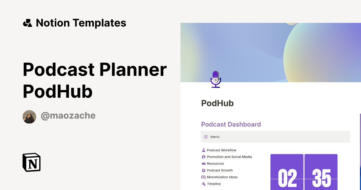 Podcast Planner PodHub Template by Maozache | Notion Marketplace