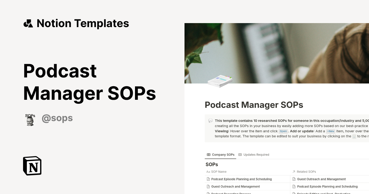 Podcast Manager SOPs Template by SOPs | Notion Marketplace