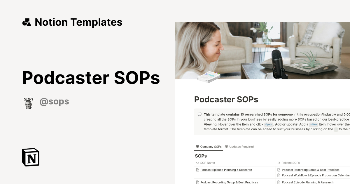 Podcaster SOPs Template | Notion Marketplace