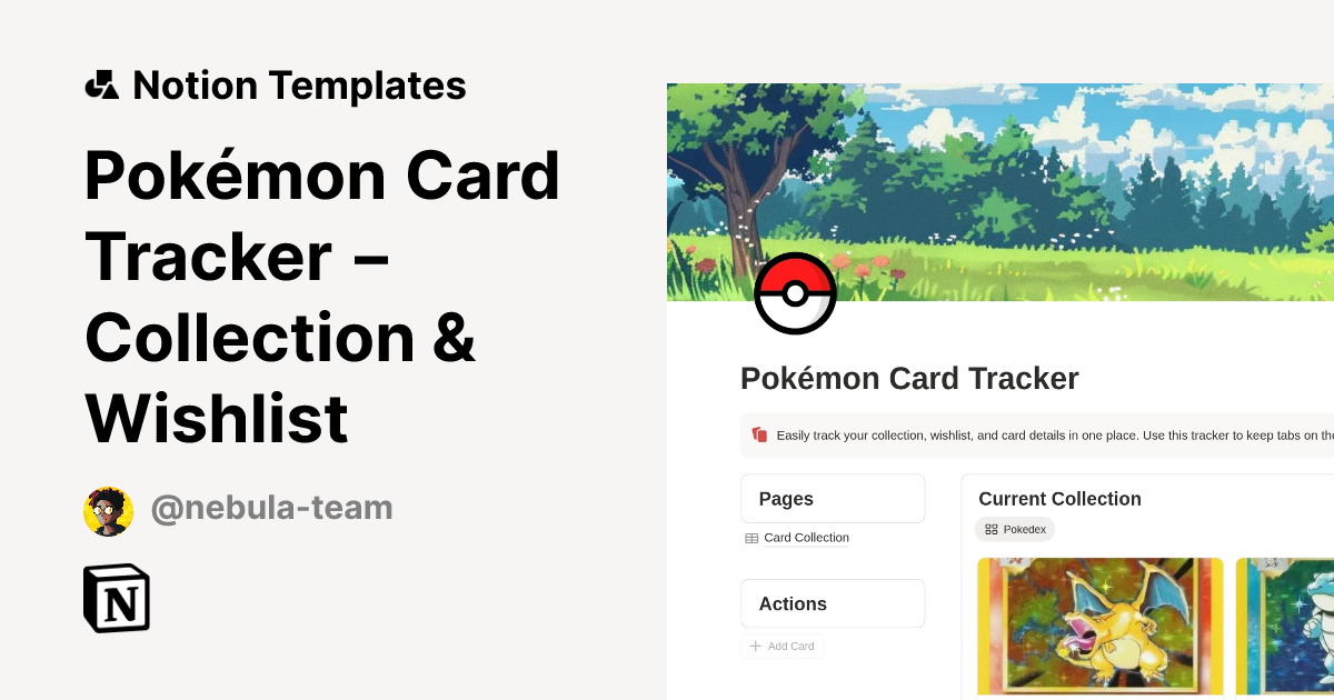 Pokémon Card Tracker – Collection & Wishlist Template by Nebula ...