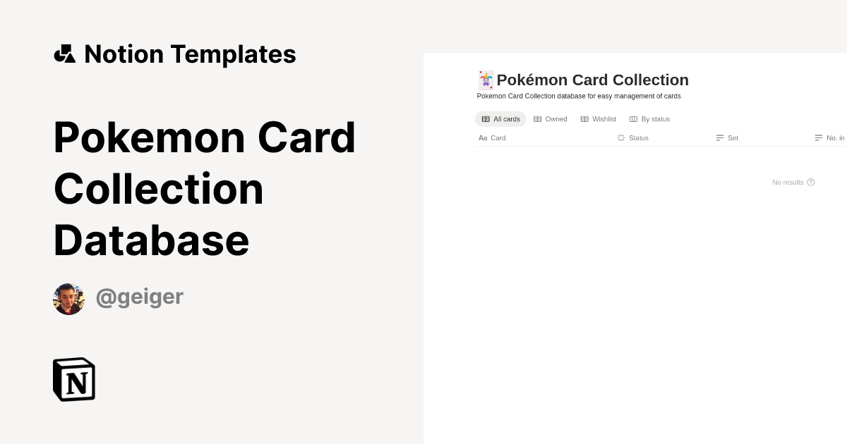Pokemon Card Collection Database Template | Notion Marketplace