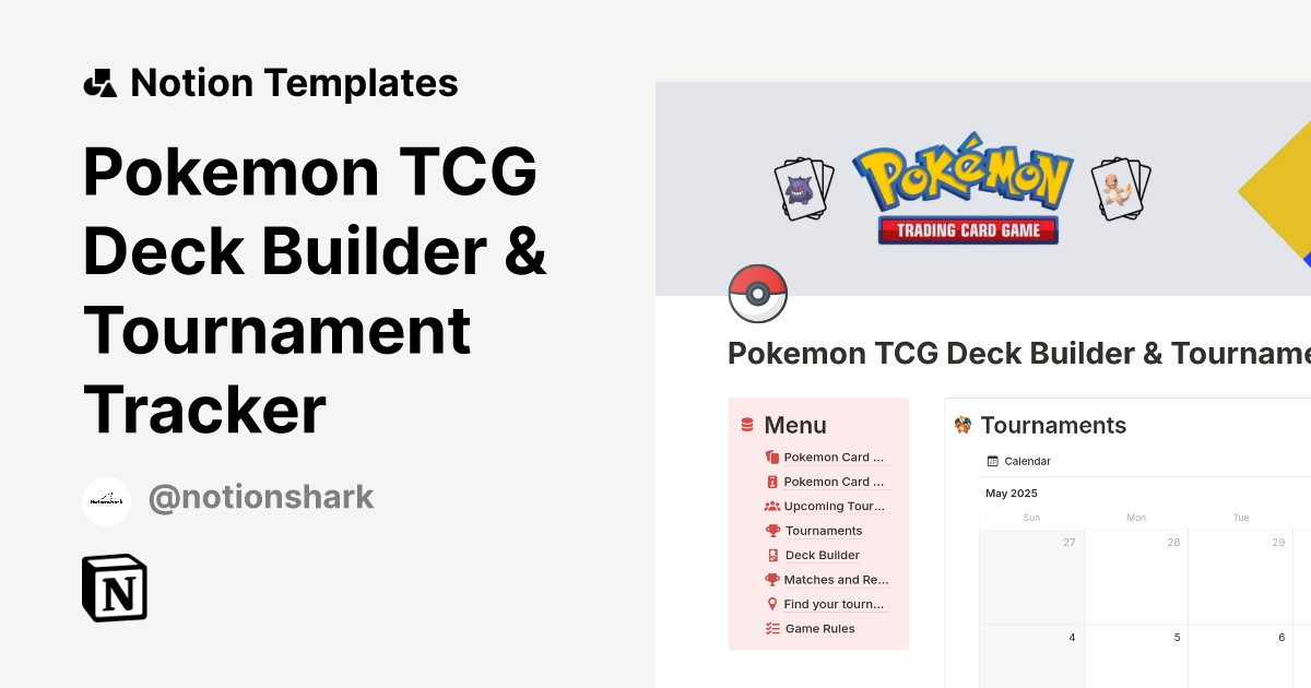 Pokemon TCG Deck Builder & Tournament Tracker Template by Notionshark | Notion Marketplace