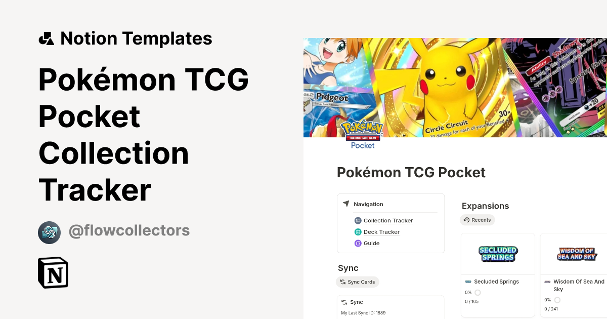 Pokémon TCG Pocket Collection Tracker Template | Notion Marketplace