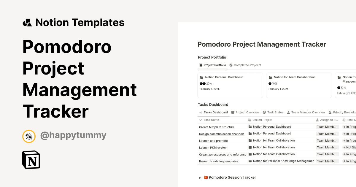 Pomodoro Project Management Tracker Template | Notion Marketplace