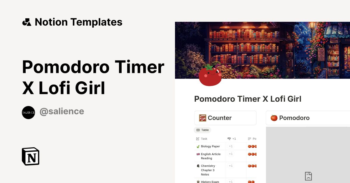 Pomodoro Timer X Lofi Girl Template | Notion Marketplace