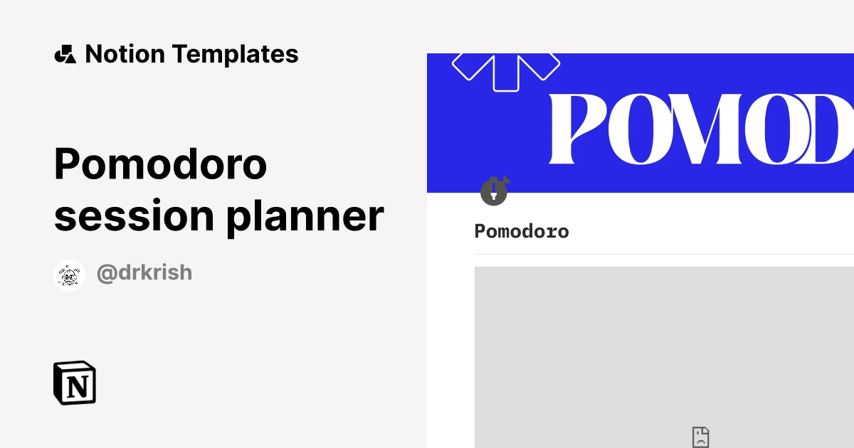 Pomodoro session planner Template | Notion Marketplace