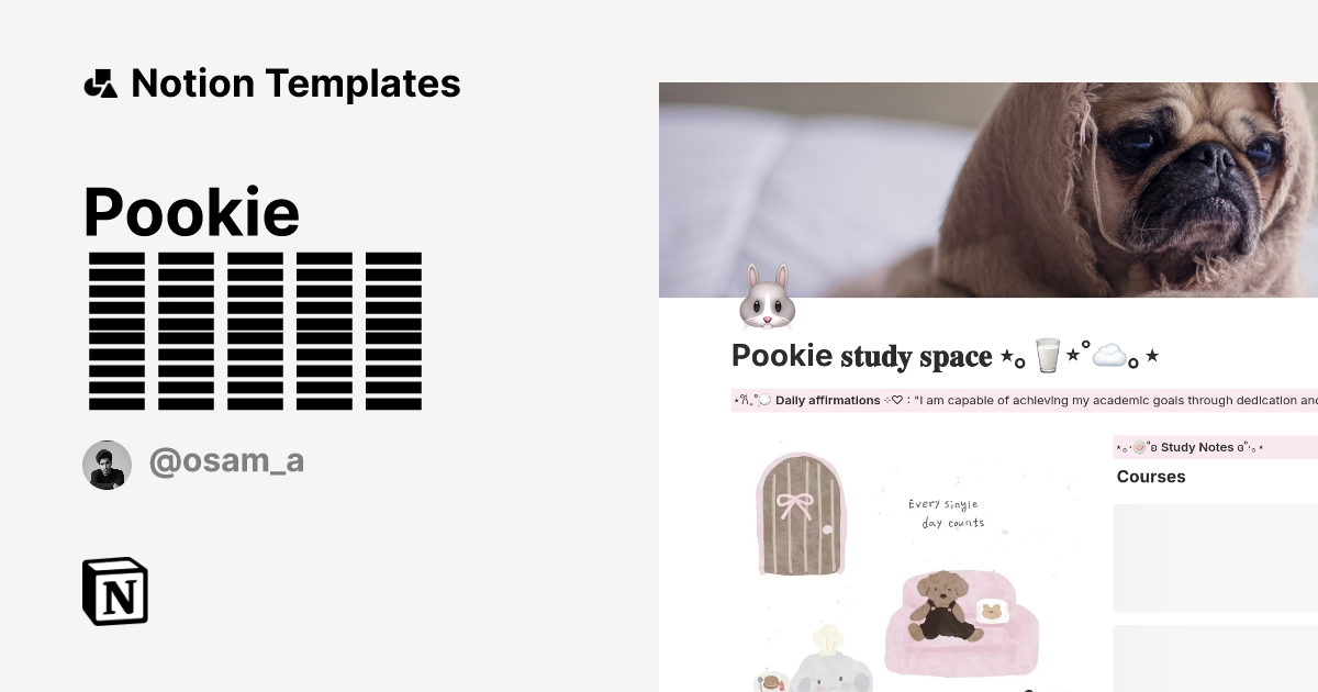 Pookie 𝐬𝐭𝐮𝐝𝐲 𝐬𝐩𝐚𝐜𝐞 Template | Notion Marketplace
