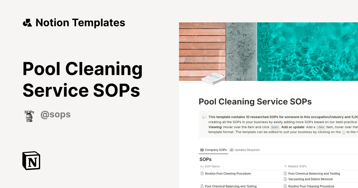 Pool Cleaning Service SOPs Template | Notion Marketplace