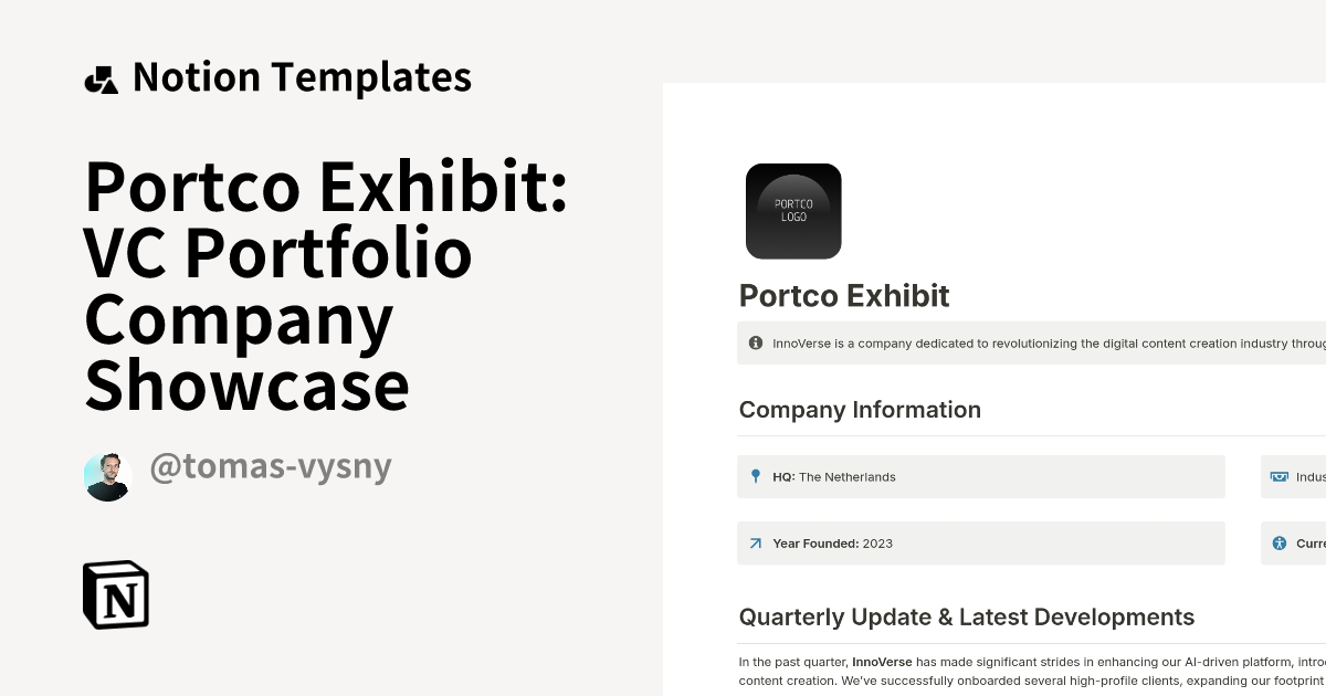 Portco Exhibit: VC Portfolio Company Showcase Template | Notion Marketplace