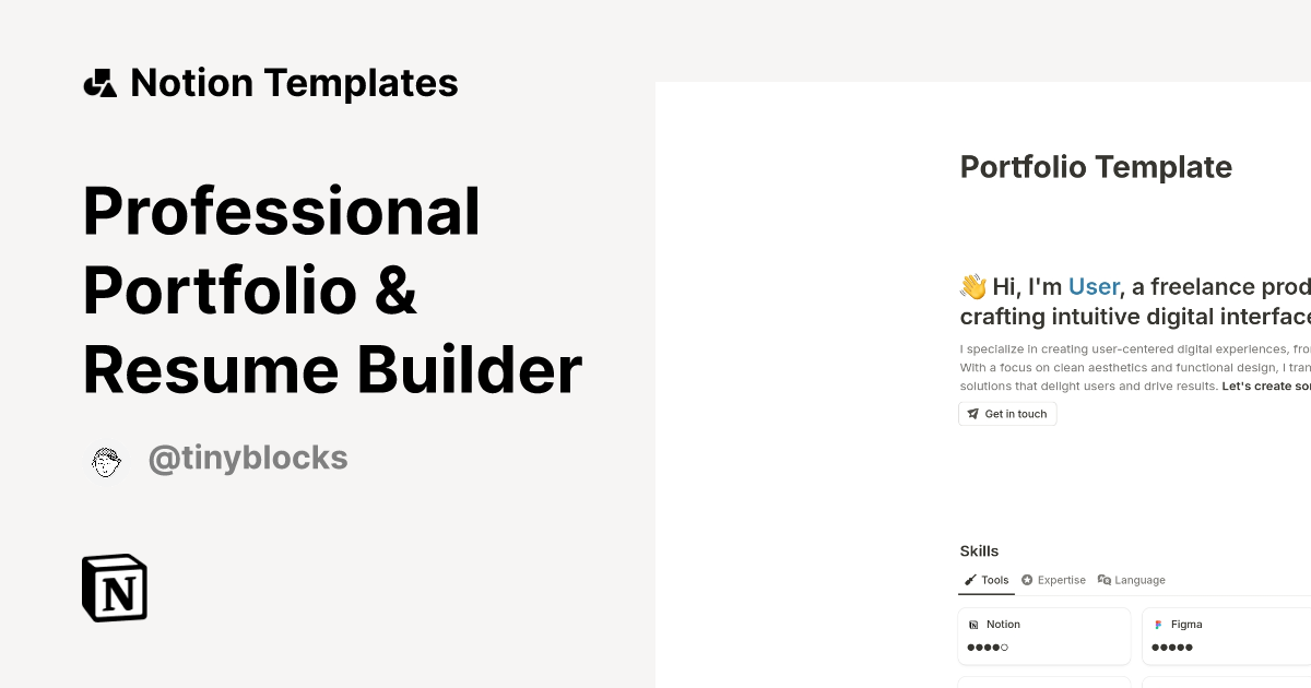 Professional Portfolio & Resume Builder Template | Notion Marketplace