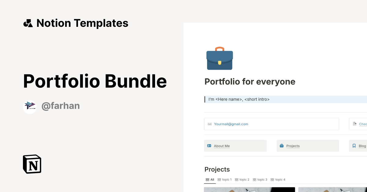 Portfolio Bundle Template By Farhan Notion Marketplace