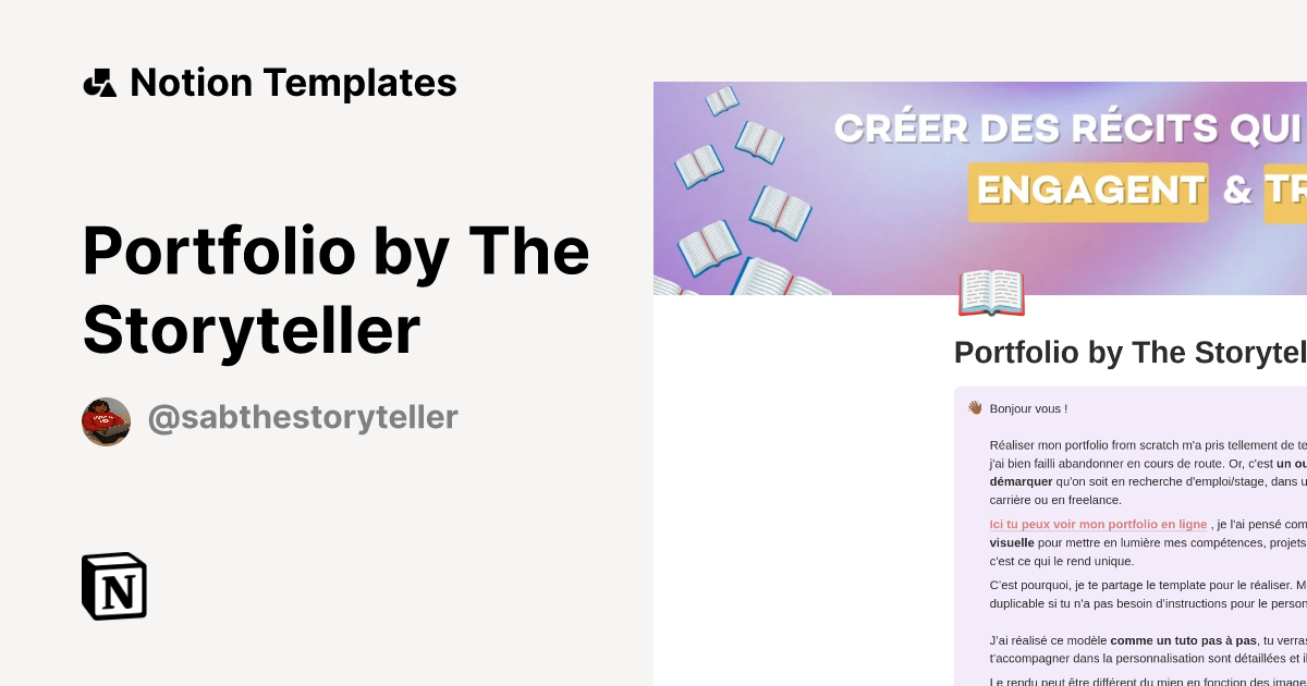 Portfolio by The Storyteller Template by Sab The Storyteller | Notion ...