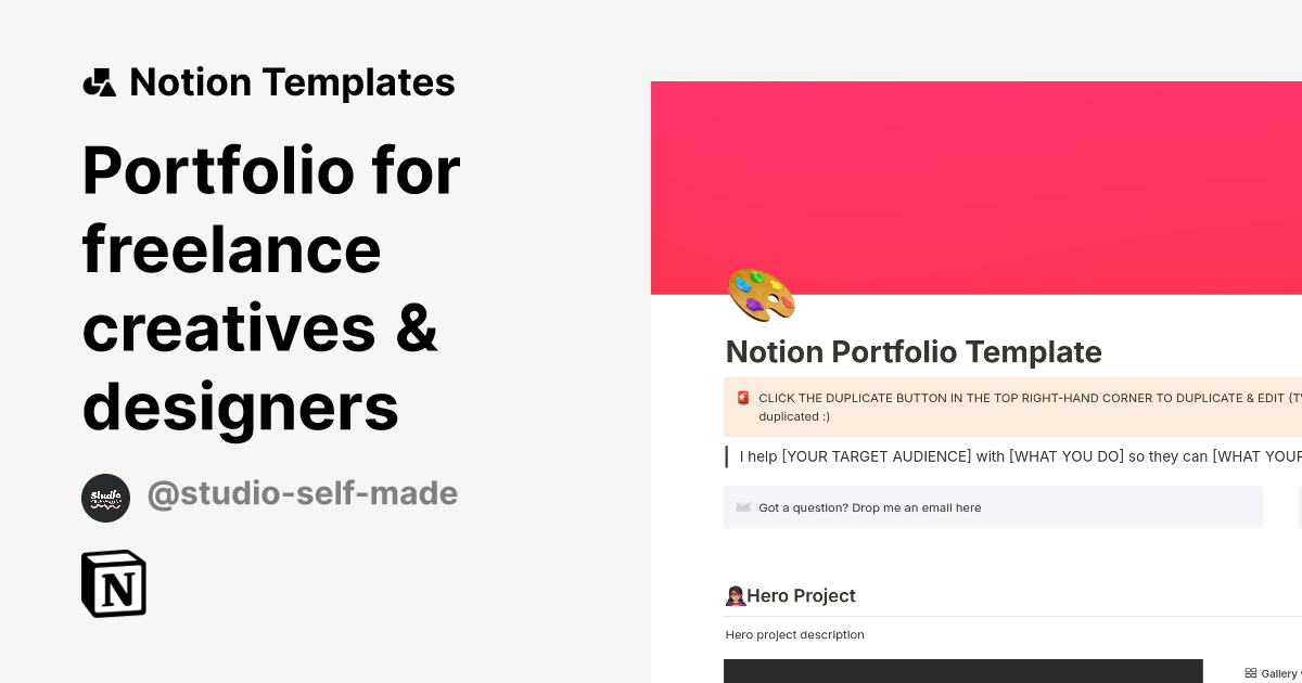 Portfolio for freelance creatives & designers Template | Notion Marketplace