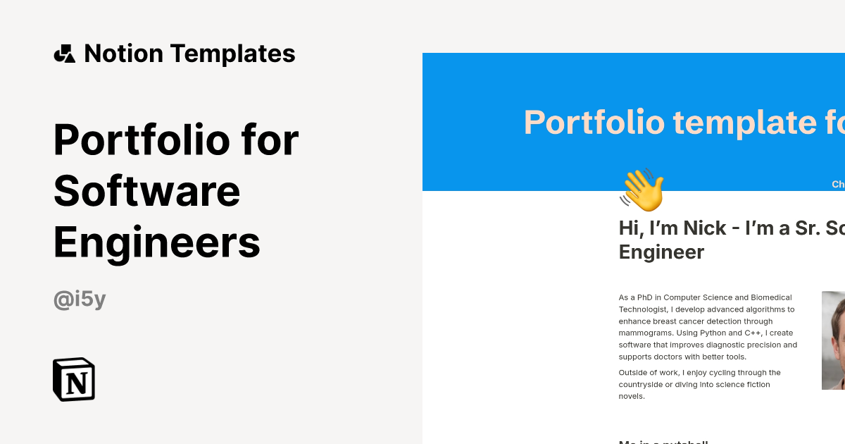 Portfolio for Software Engineers Template | Notion Marketplace