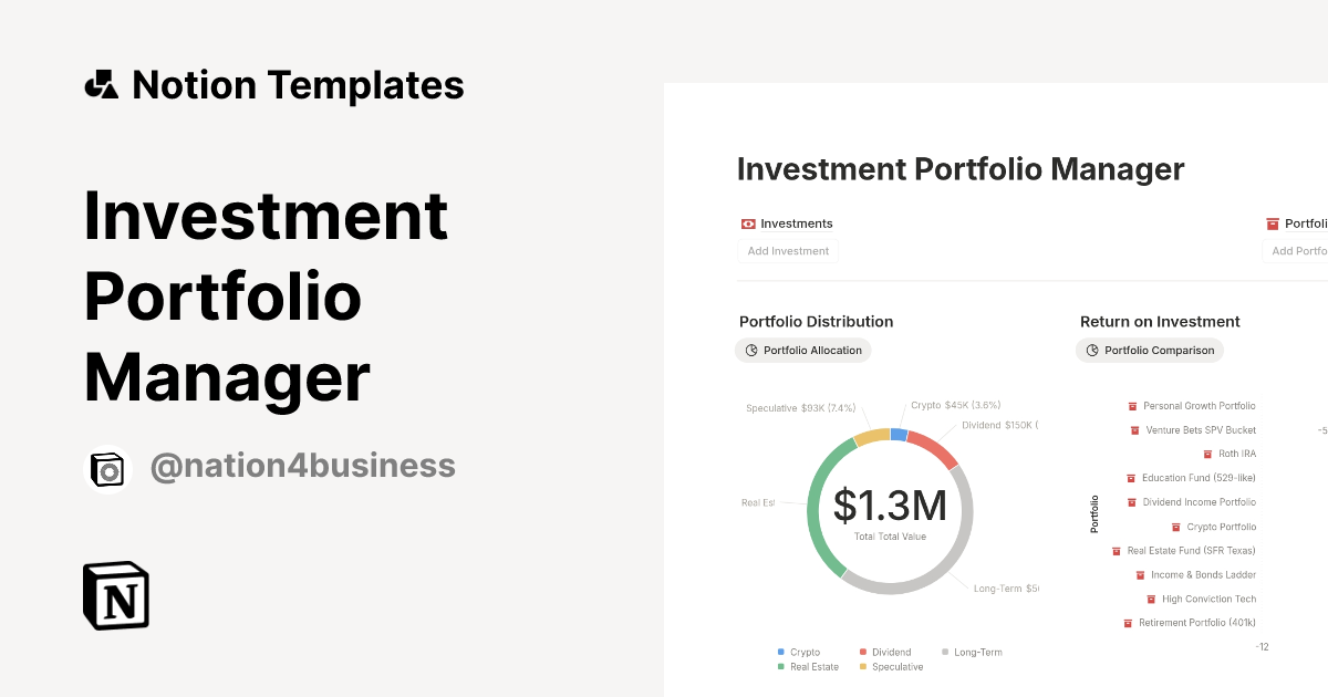 Investment Portfolio Manager Template | Notion Marketplace