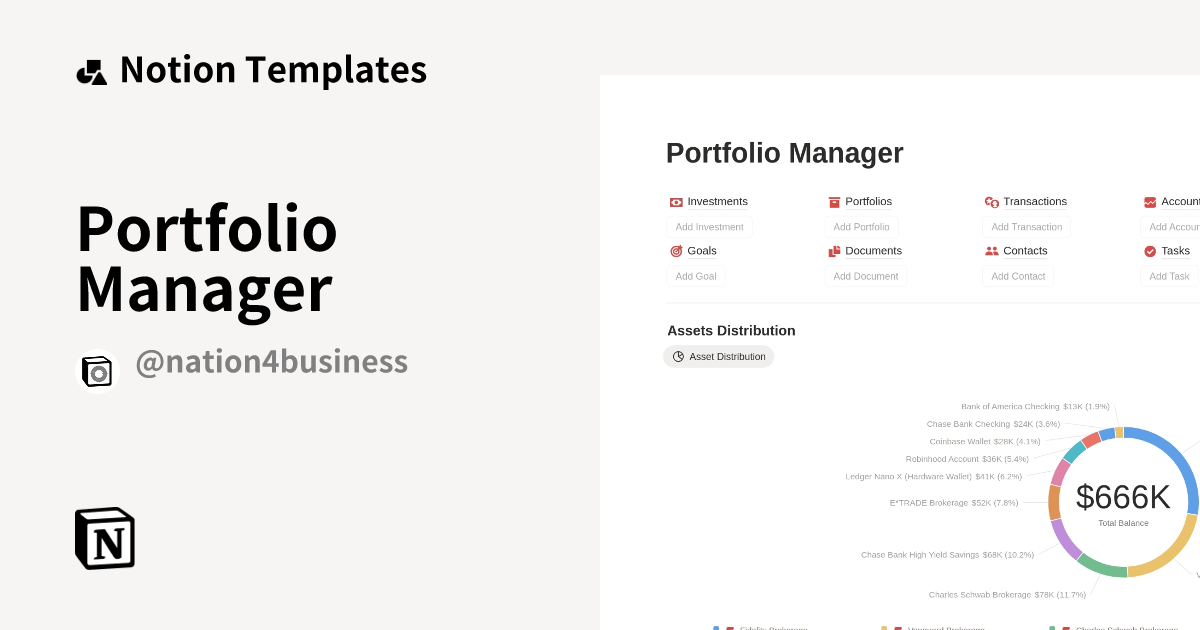 Portfolio Manager Template by Nation4Business | Notion Marketplace