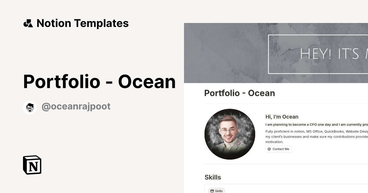 Portfolio - Ocean Template | Notion Marketplace