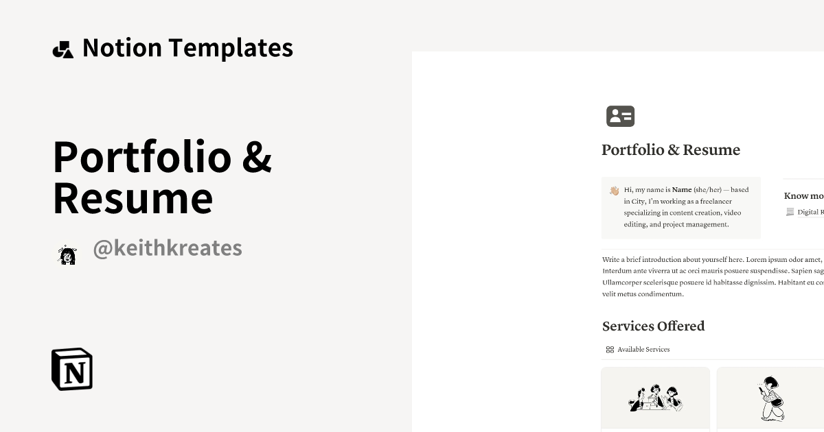 Portfolio & Resume Template by Keith | Notion Marketplace