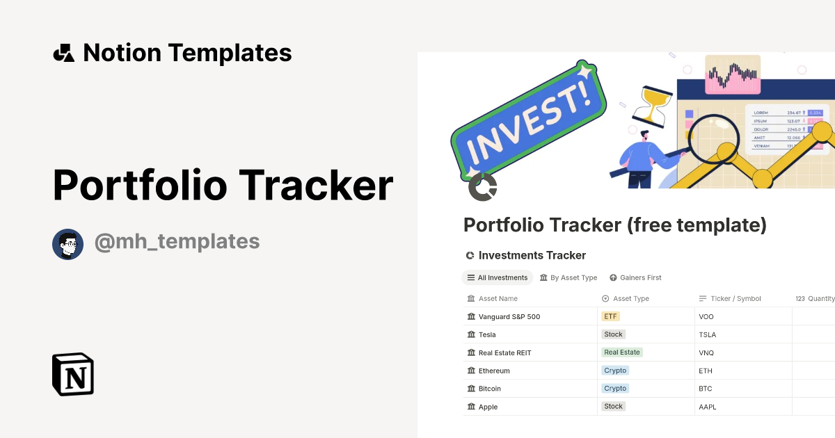Portfolio Tracker Template by MH templates | Notion Marketplace