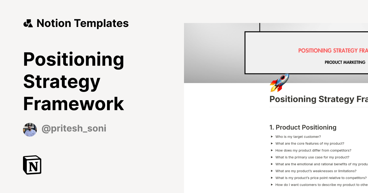 Positioning Strategy Framework Template | Notion Marketplace