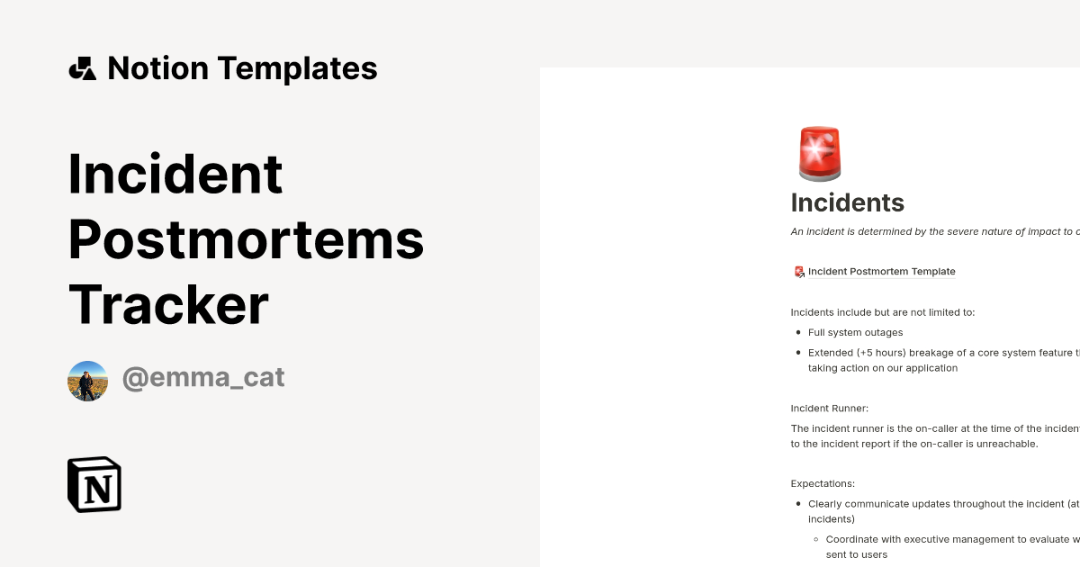 Incident Postmortems Tracker Template | Notion Marketplace