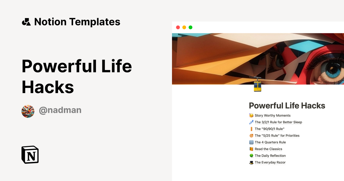 Powerful Life Hacks Template | Notion Marketplace