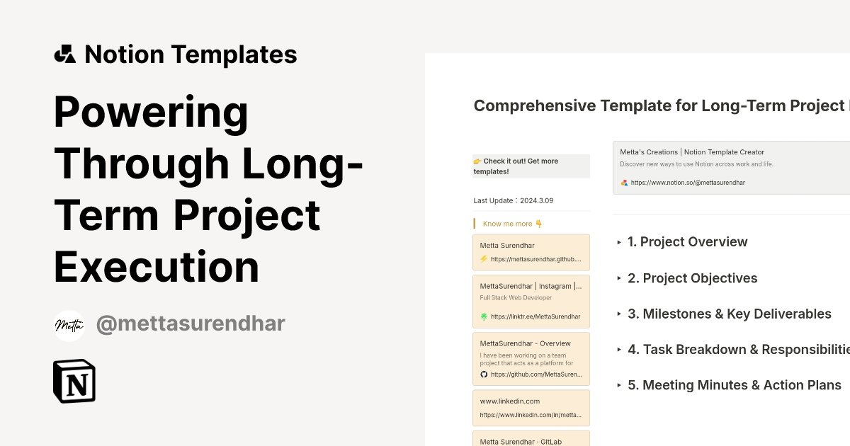 Powering Through Long-Term Project Execution Template by Metta's ...