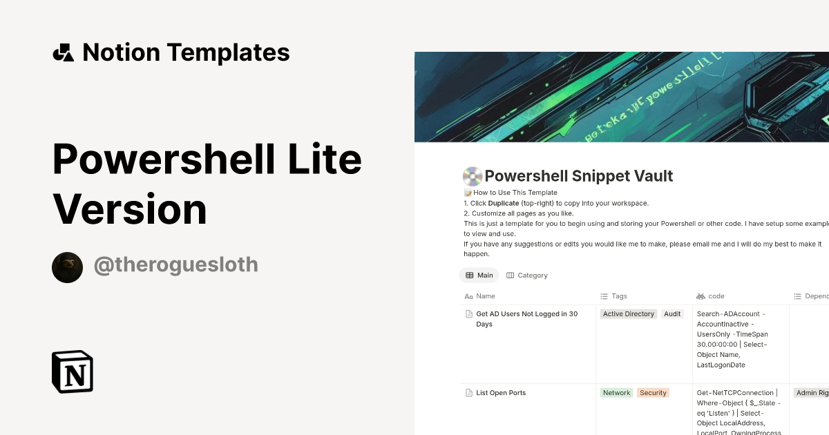 Powershell Lite Version Template | Notion Marketplace