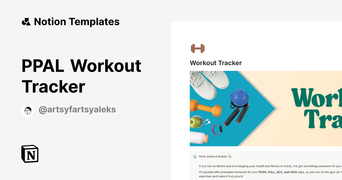 PPAL Workout Tracker Template | Notion Marketplace