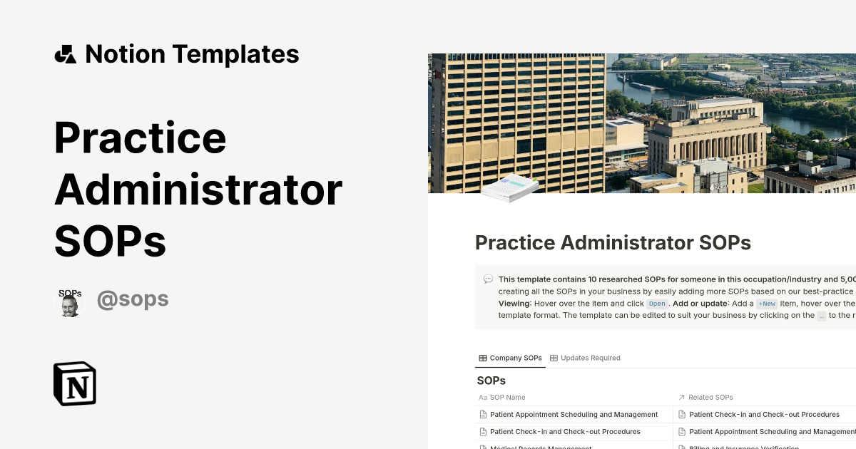 Practice Administrator SOPs Template | Notion Marketplace