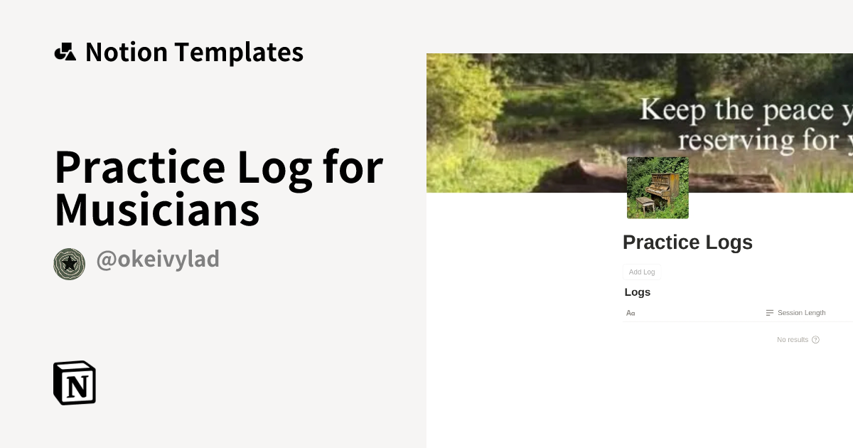 Practice Log for Musicians Template by Kei | Notion Marketplace