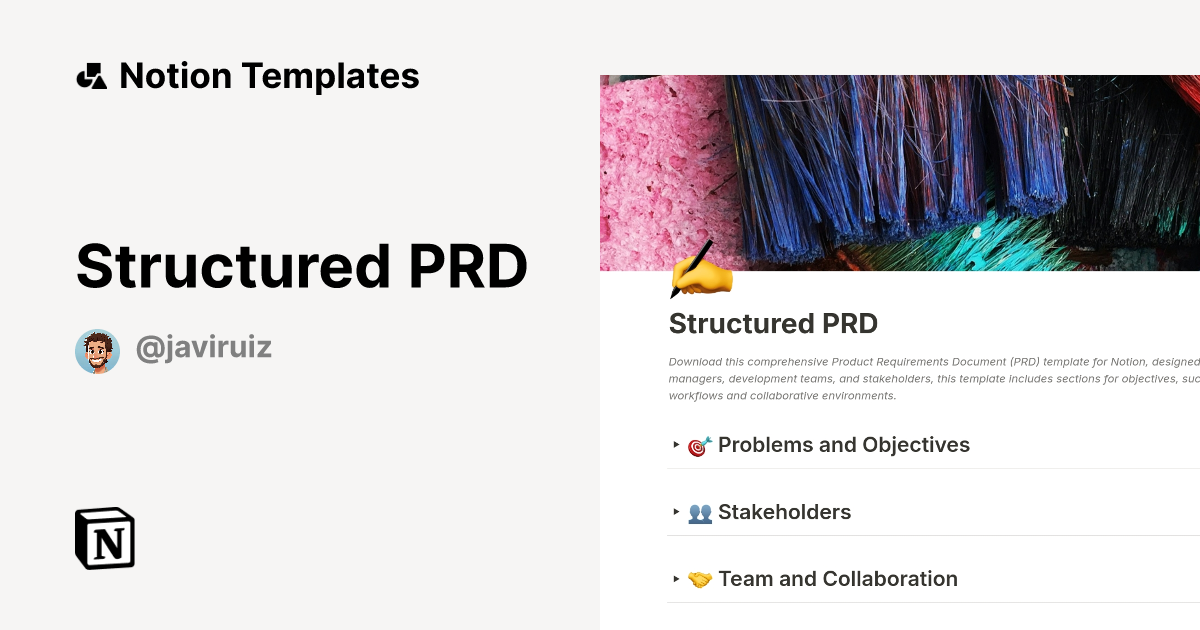 Structured PRD Template by Javi Ruiz | Notion Marketplace