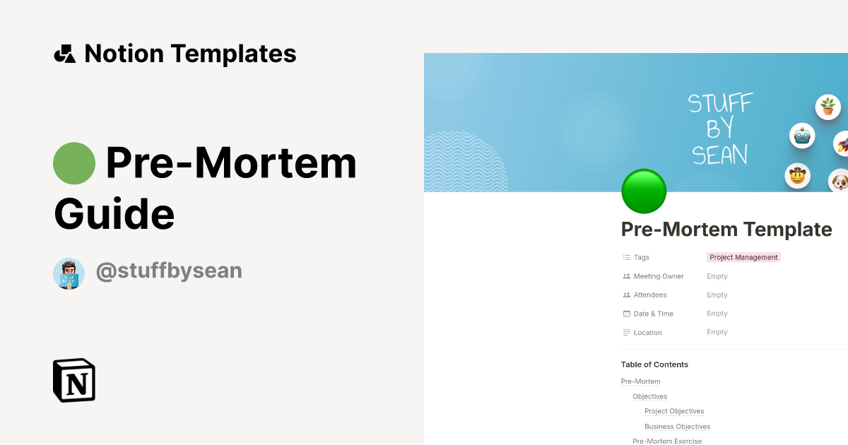 🟢 Pre-Mortem Guide Template | Notion Marketplace