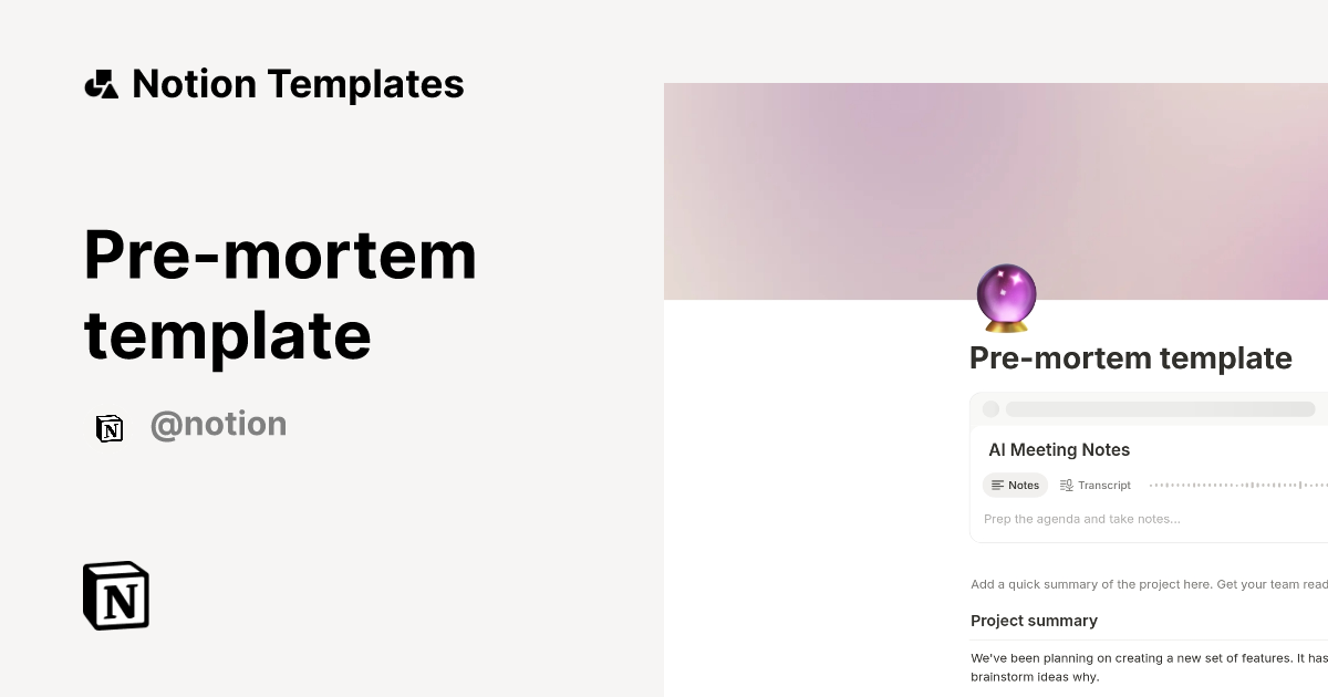 Pre-mortem template Template by Notion | Notion Marketplace