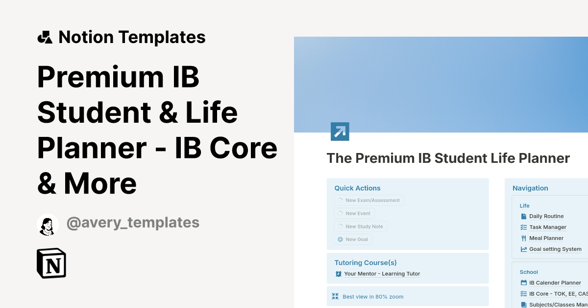 Premium IB Student & Life Planner - IB Core & More Template | Notion ...