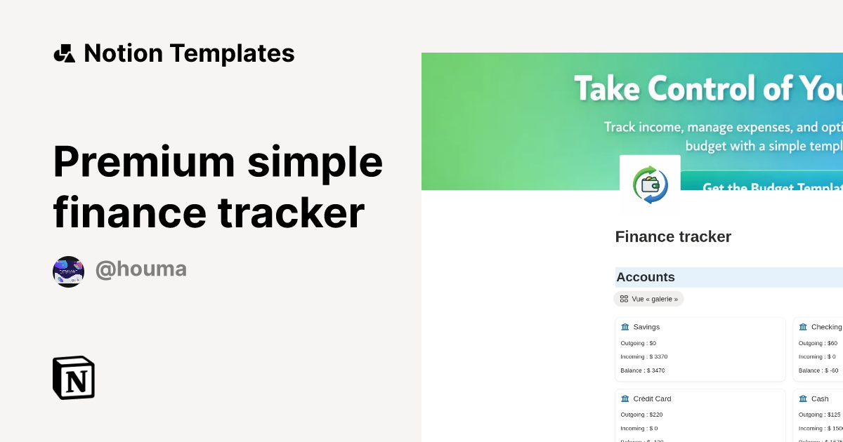 Premium simple finance tracker Template | Notion Marketplace