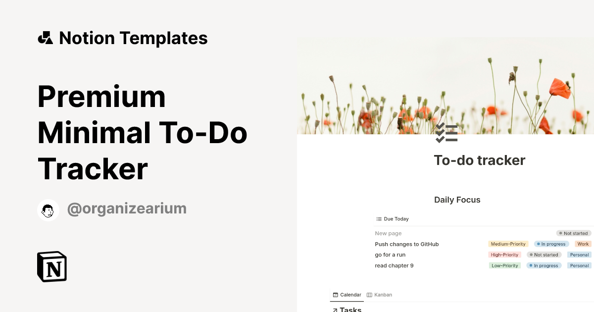 Premium Minimal To-Do Tracker Template | Notion Marketplace