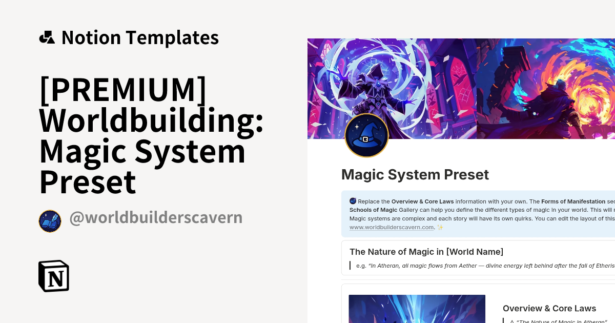 [PREMIUM] Worldbuilding: Magic System Preset Template by Worldbuilder's ...