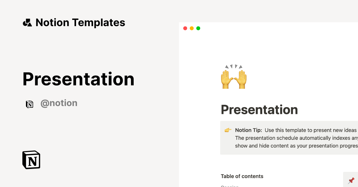 Presentation Template by Notion | Notion Marketplace