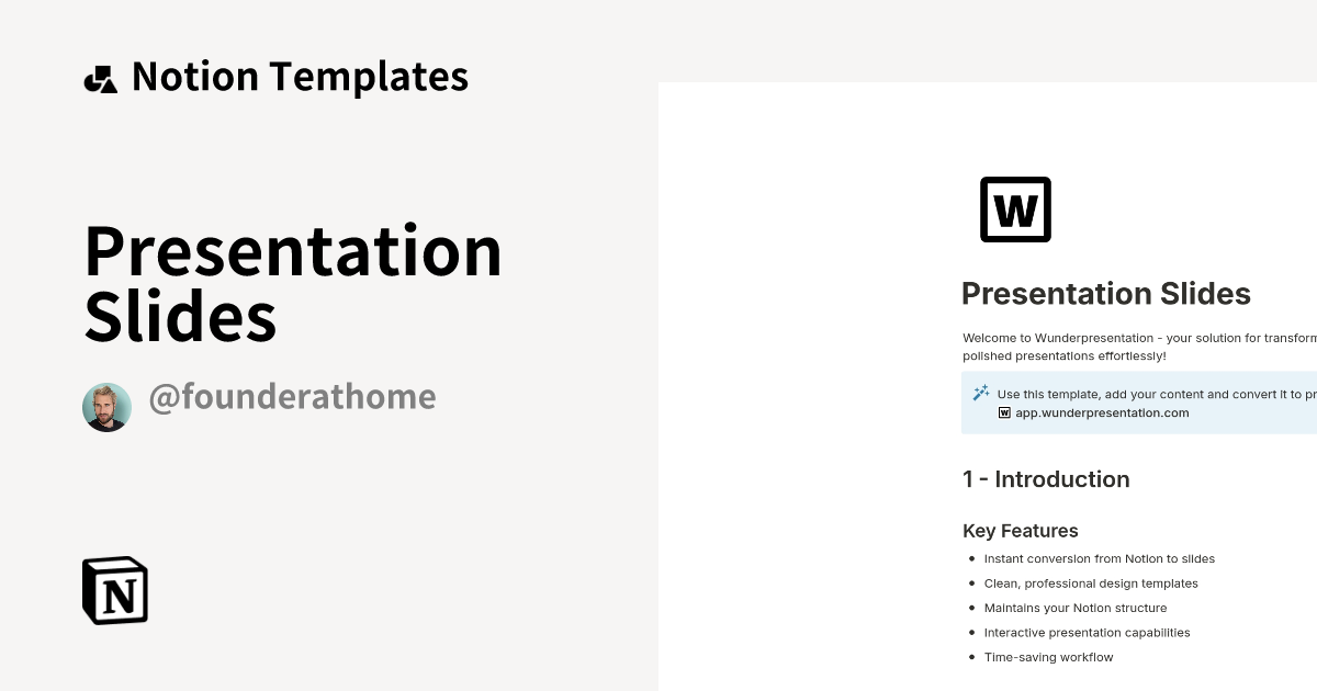 Presentation Slides Template by Oliver Parker | Notion Marketplace