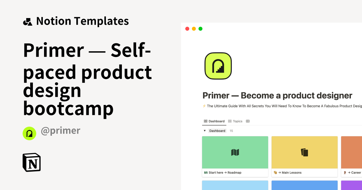 Primer — Self-paced product design bootcamp Template | Notion Marketplace
