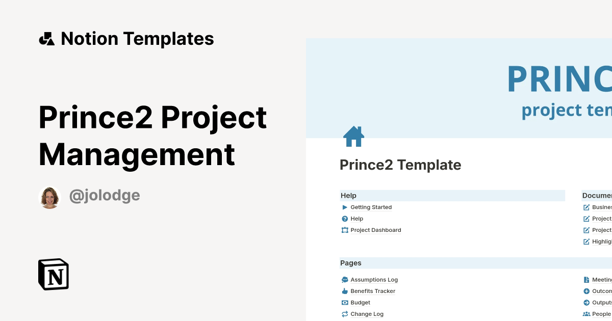 Prince2 Project Management Template | Notion Marketplace