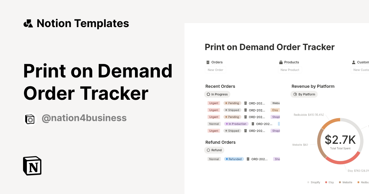 Print on Demand Order Tracker Template | Notion Marketplace