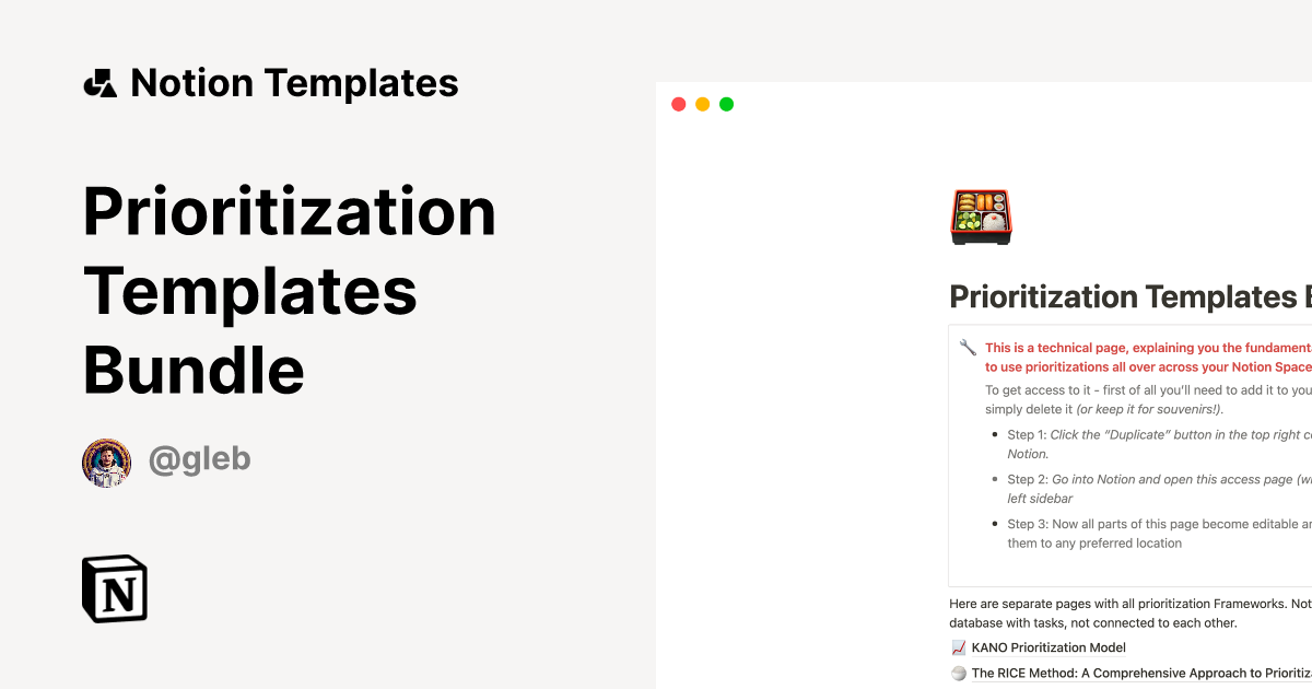 Prioritization Templates Bundle Template | Notion Marketplace