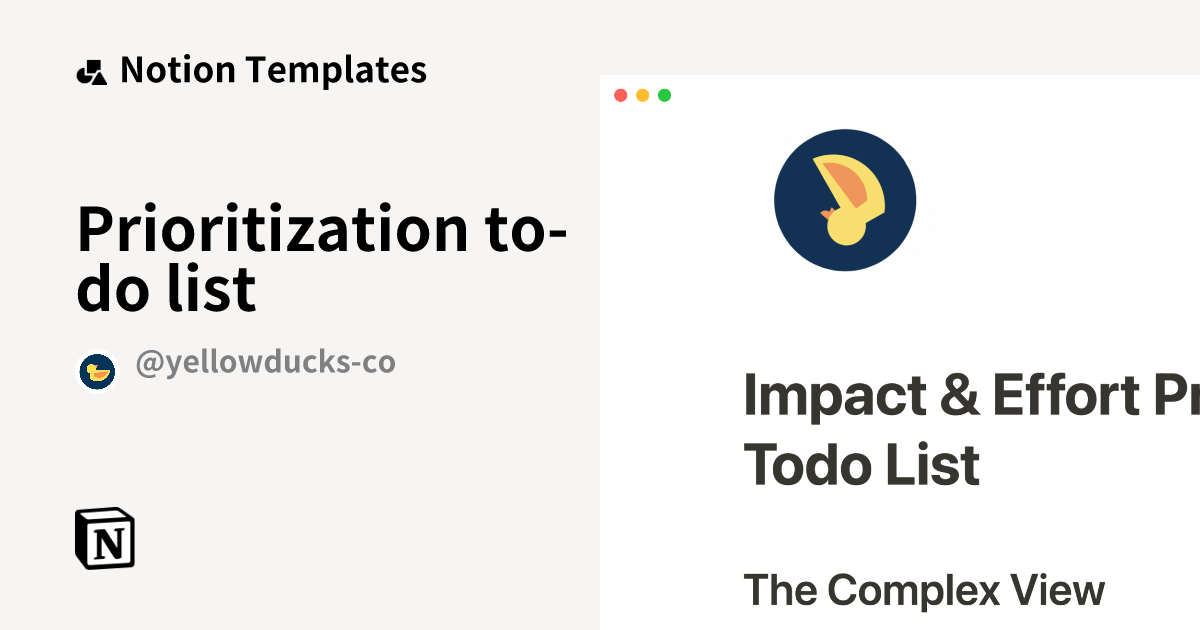 Prioritization to-do list Template by YellowDucks.Co | Notion Marketplace