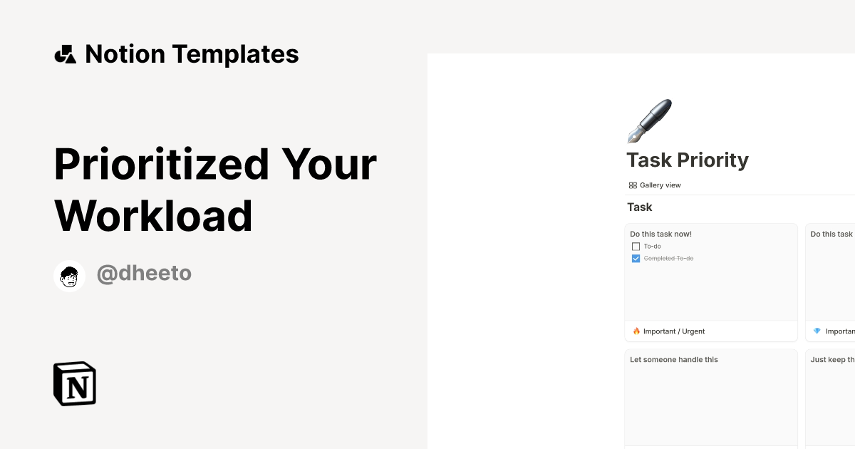 Prioritized Your Workload Template by dheeto | Notion Marketplace