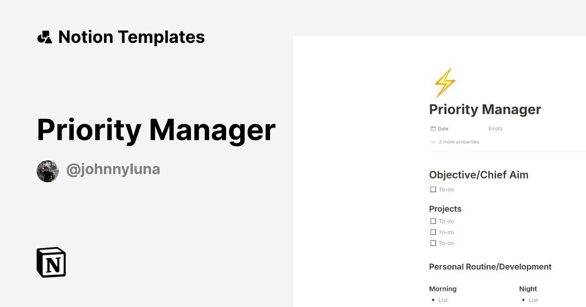Priority Manager Template | Notion Marketplace