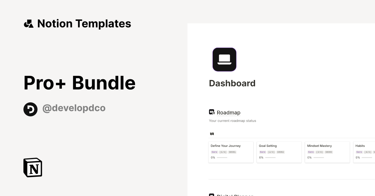 Pro+ Bundle Template by Developd | Notion Marketplace