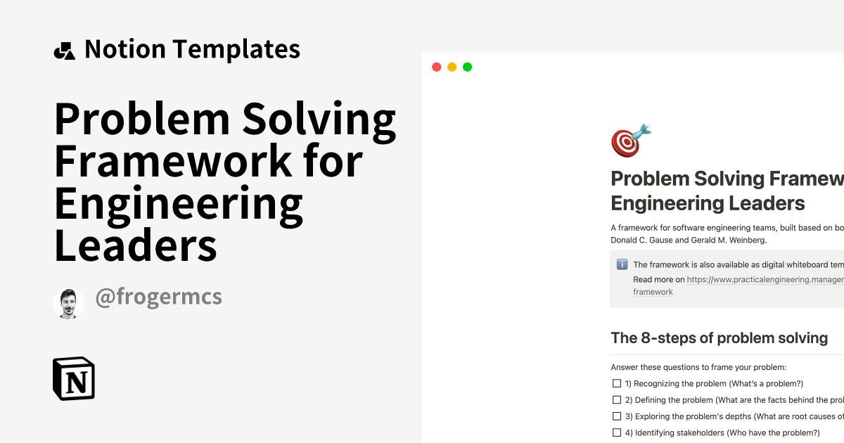 Problem Solving Framework for Engineering Leaders Template by Mirek Stanek | Notion Marketplace