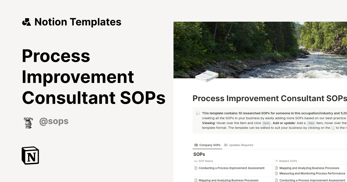 Process Improvement Consultant SOPs Template by SOPs | Notion Marketplace